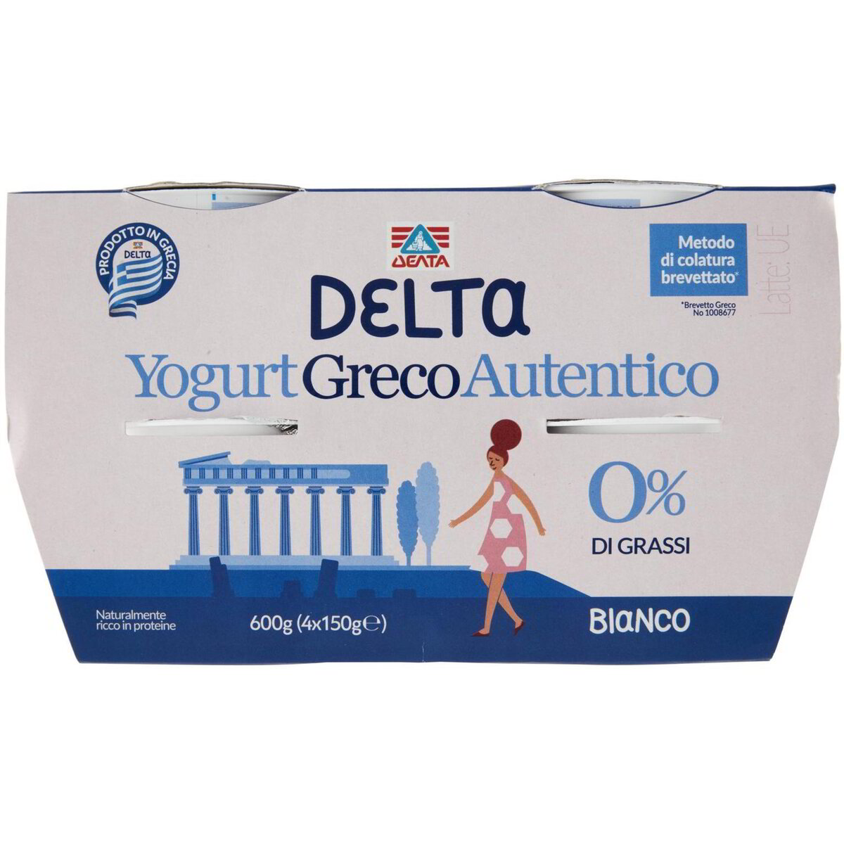 Delta Yogurt Greco Autentico 0% di Grassi Bianco 4 x 150 g Delta 600g ...