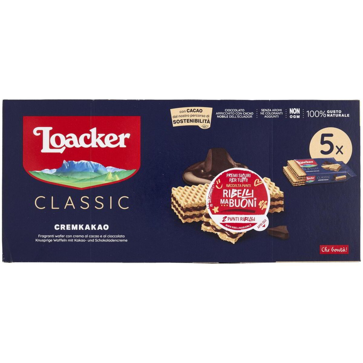 Loacker Classic Cremkakao Wafer con crema al Cioccolato e Cacao Nobile ...