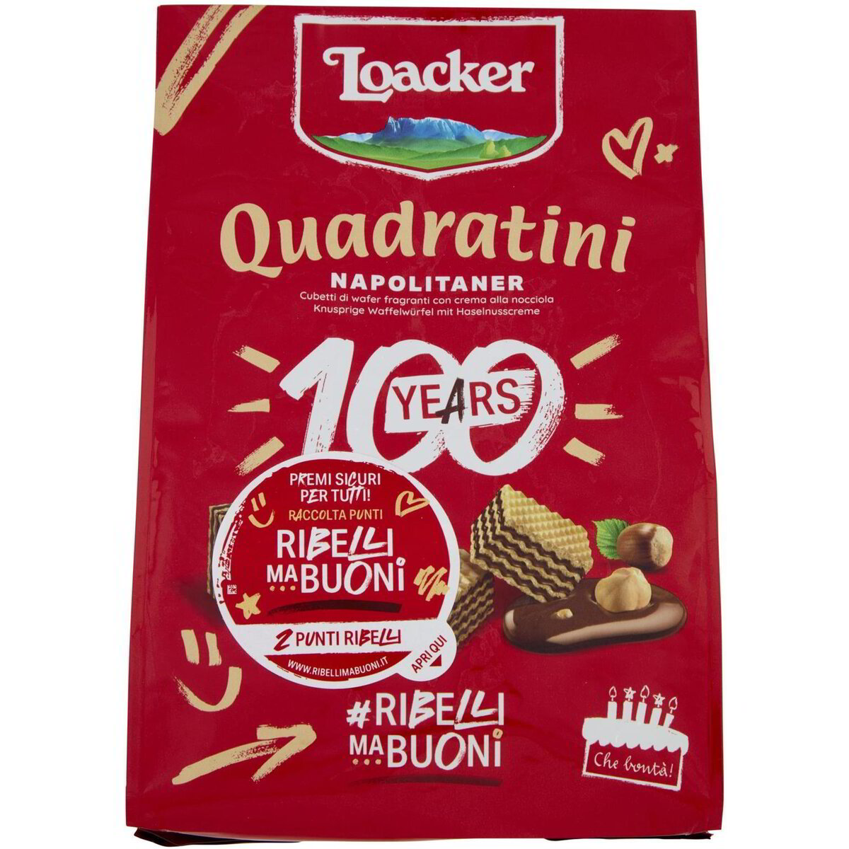 Loacker Quadratini Napolitaner Wafer con crema alle Nocciole 100% ...