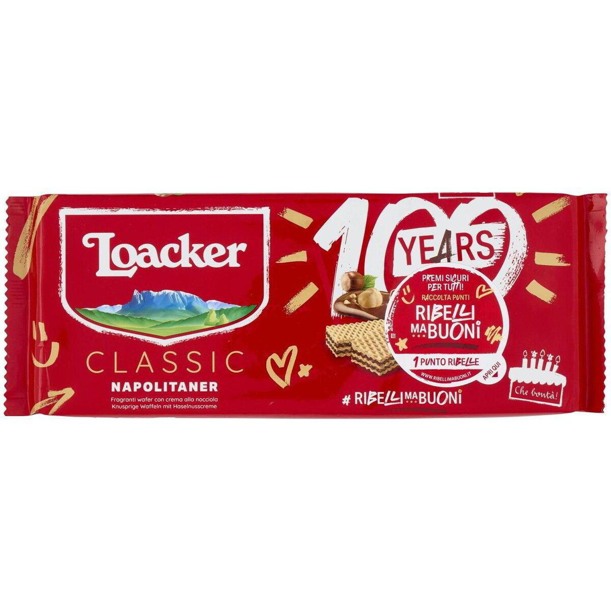Loacker Classic Napolitaner Wafer con crema alle Nocciole 100% Italiane ...