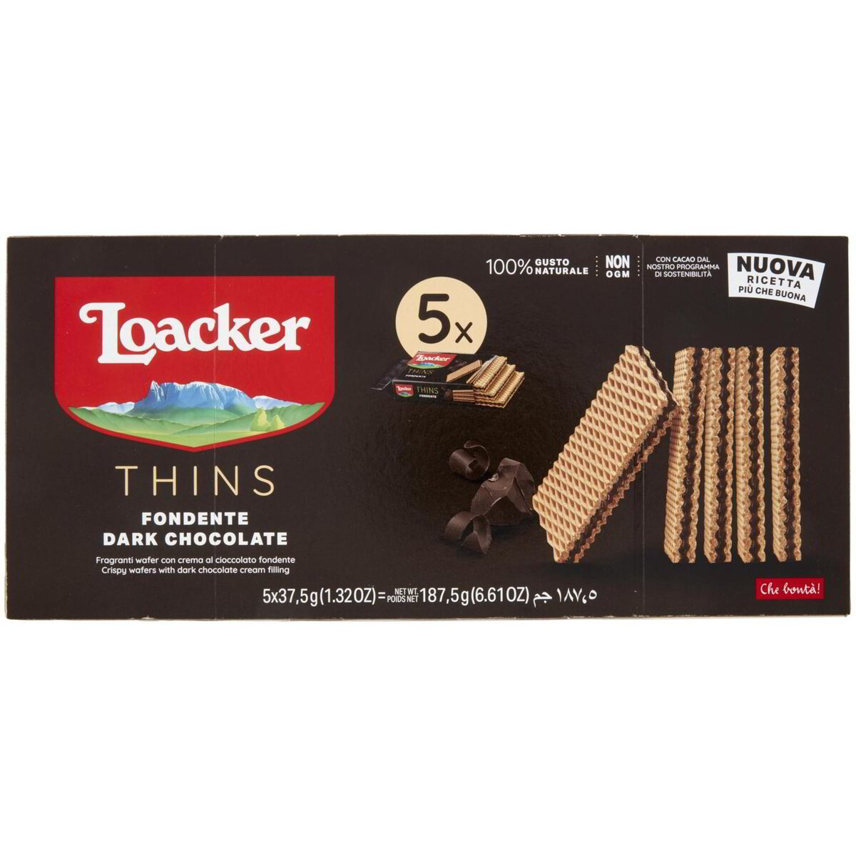 Loacker Thins Dark Chocolate Wafer con crema al cioccolato fondente ...