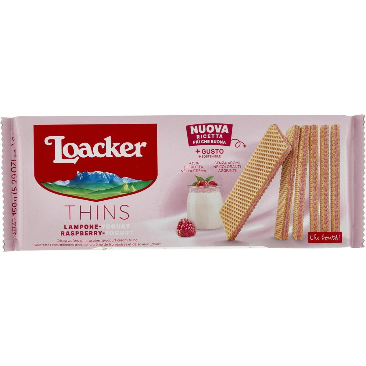 Loacker Wafer Thins Lampone Yogurt con crema ai lamponi con yogurt magro wafers 150g Loacker ...