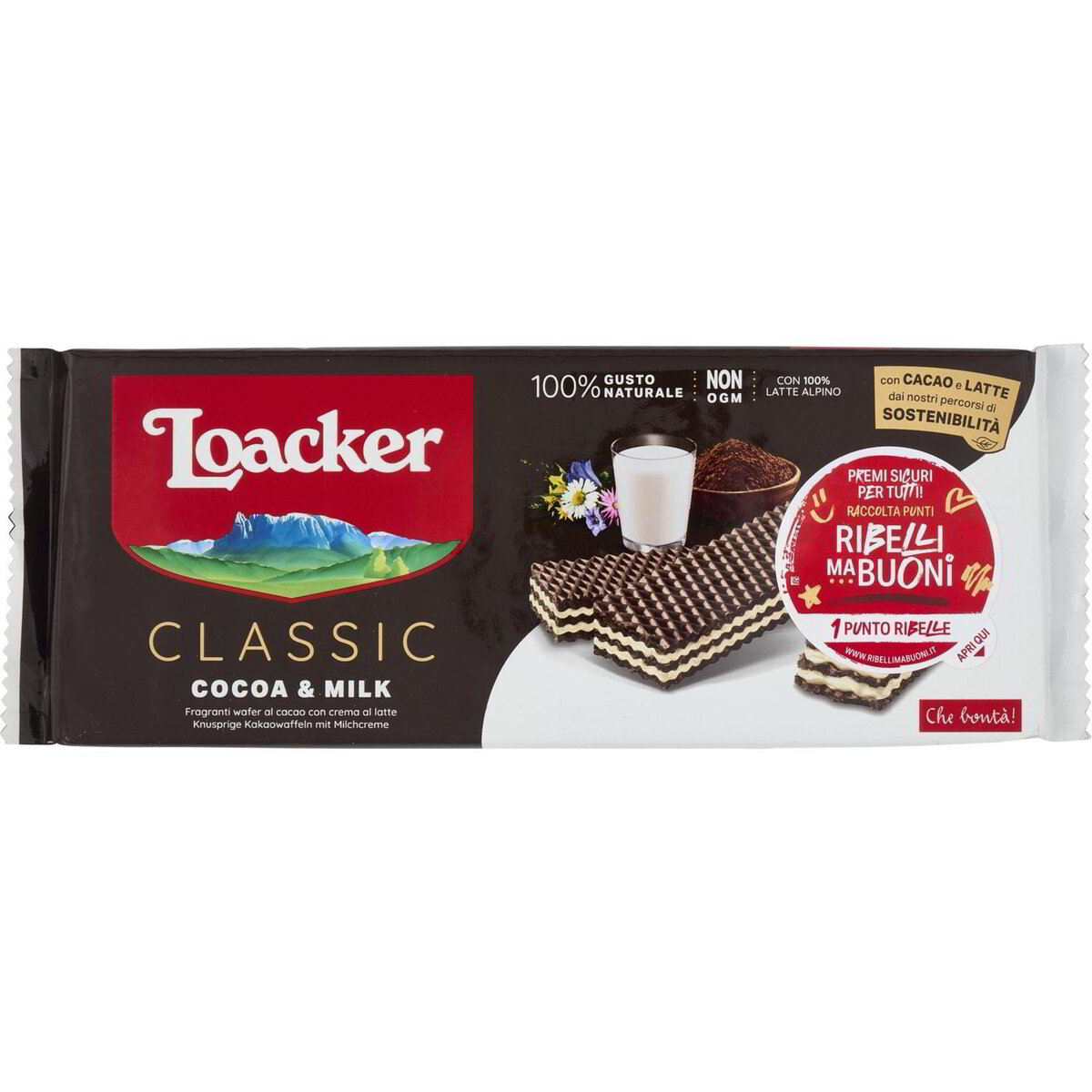 Loacker Classic Cocoa & Milk Wafer al Cacao con crema al Latte 100% ...