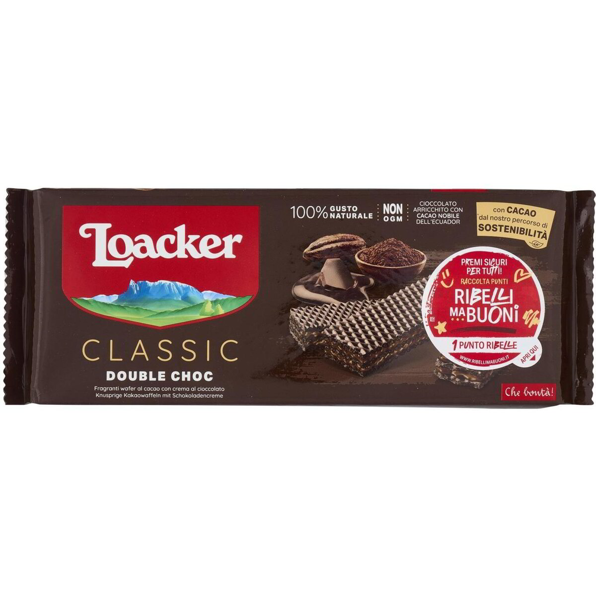 Loacker Classic Double Choc Wafer al Cacao dell'Ecuador con crema al ...