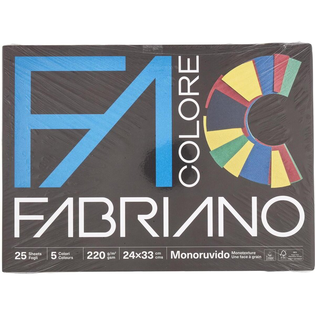 Fabriano Colore 220 g/m² 24x33 cm Monoruvido 5 Colori 25 Fogli Fabriano ...