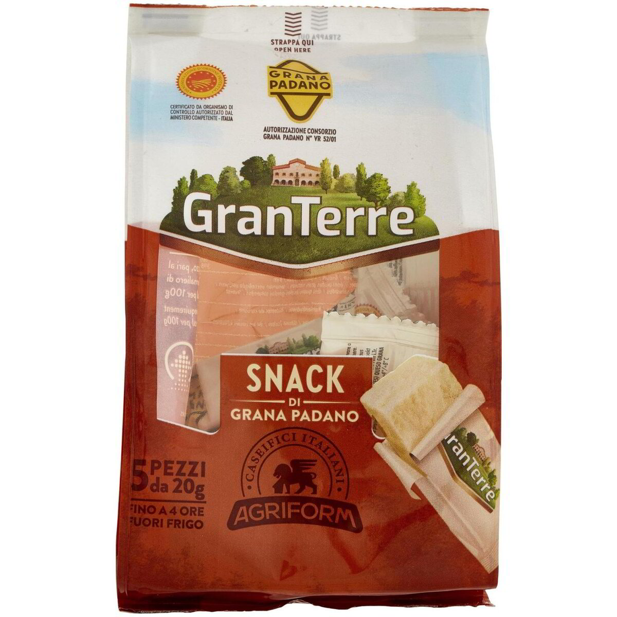 Granterre Snack di Grana Padano DOP 5 x 20 g Granterre | IperDrive