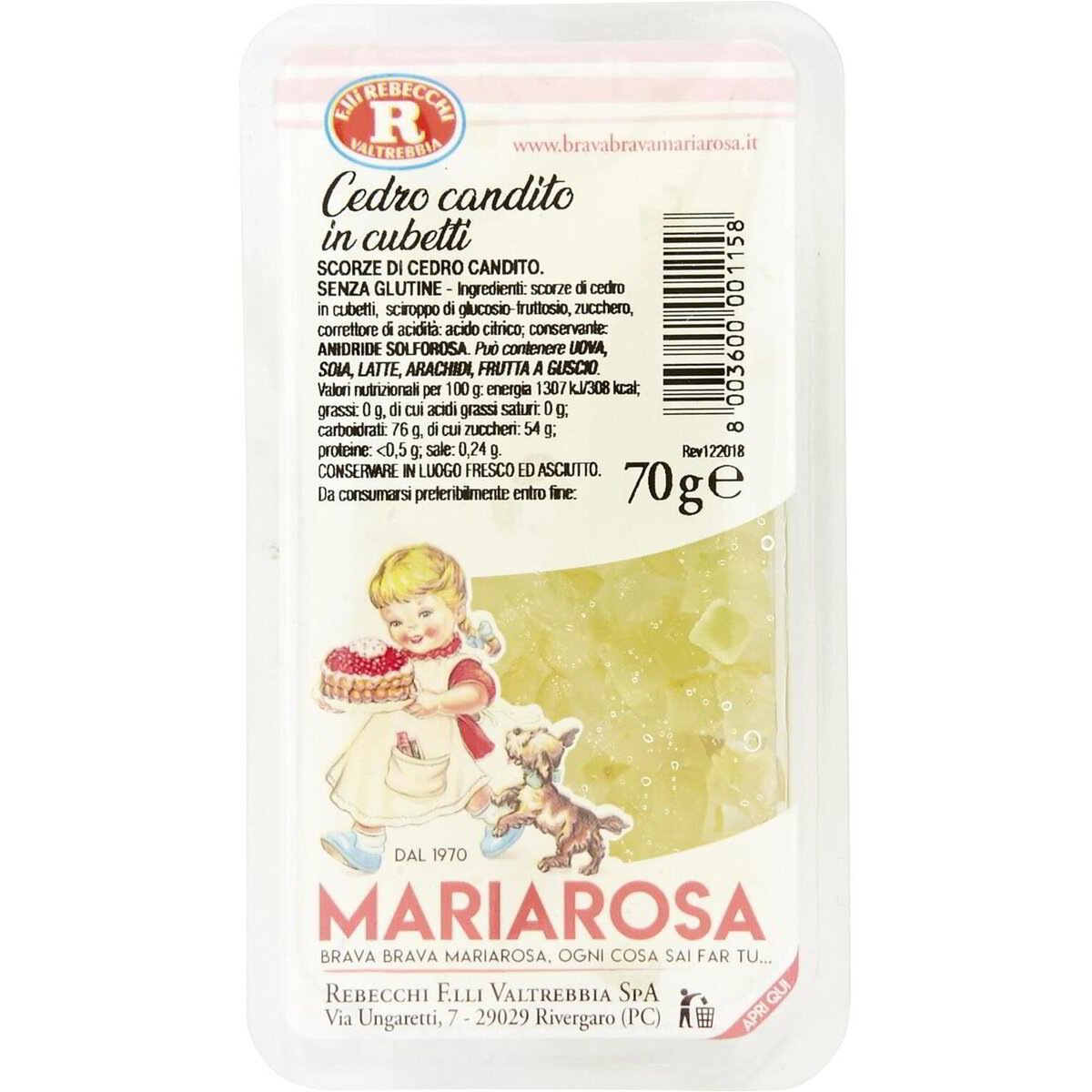 Mariarosa Cedro candito in cubetti 70 g Mariarosa 70 g - iper Shop