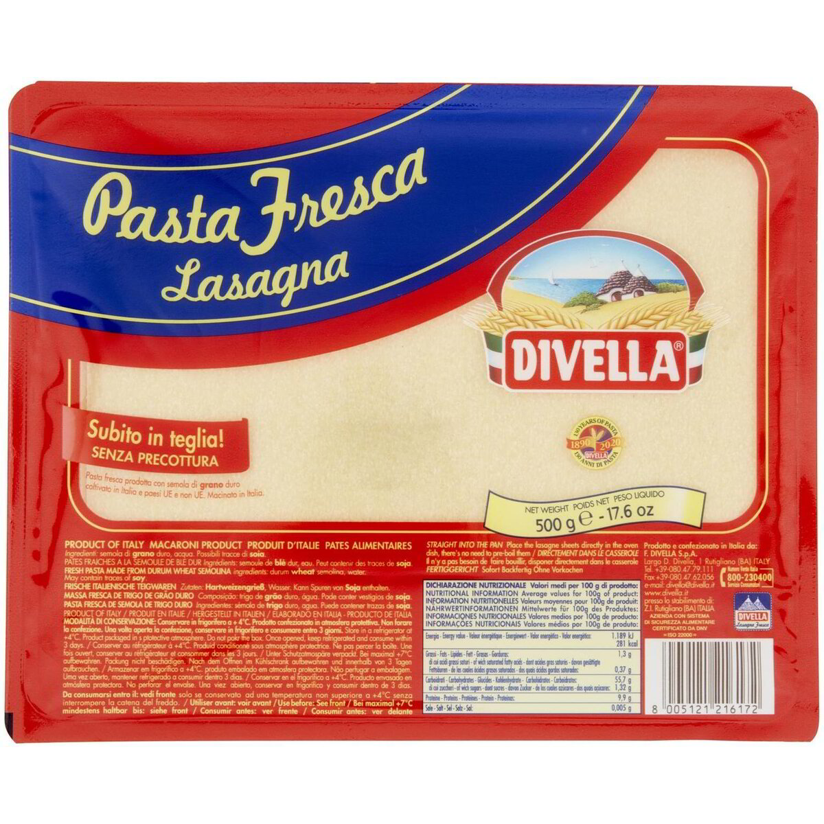 Divella Pasta Fresca Lasagne 500 g Divella | IperDrive