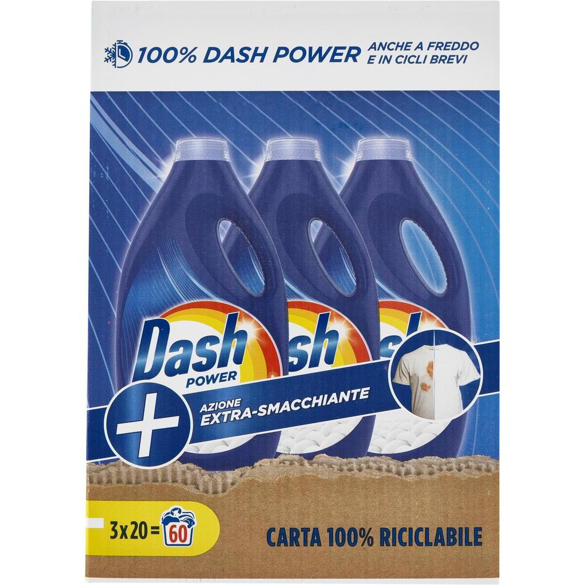 Dash Power Detersivo Liquido Lavatrice, Azione Extra-Smacchiante, 3x20 ...