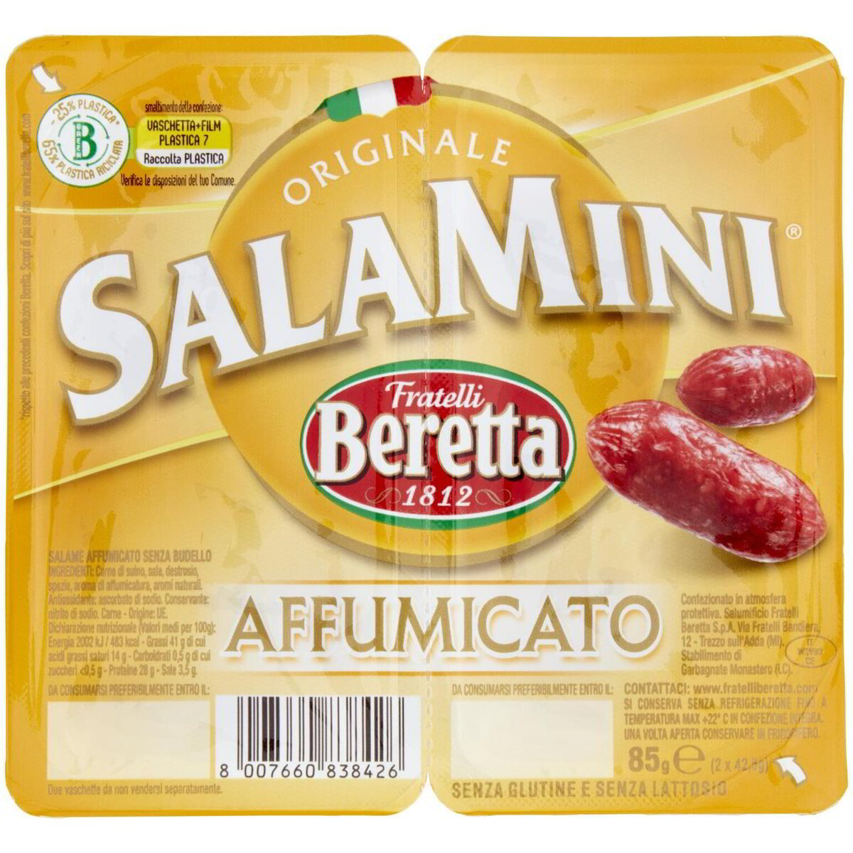 Fratelli Beretta SalaMini Affumicato 2 x 42,5 g Fratelli Beretta 85g (2 ...