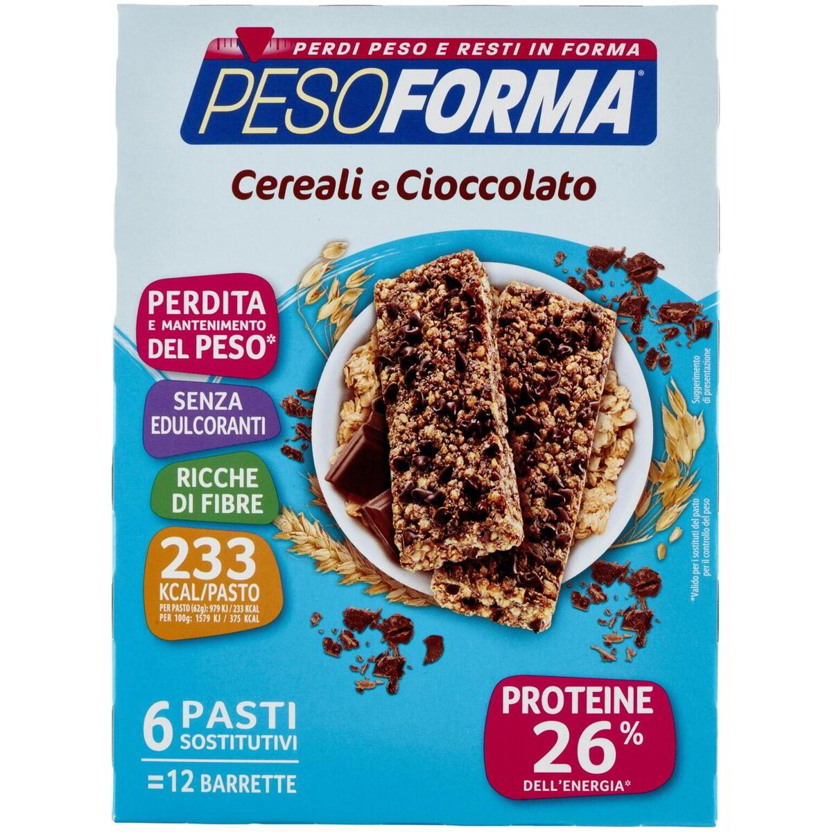 Pesoforma Cereali e Cioccolato, sostitutivo del pasto ricco di fibre ...