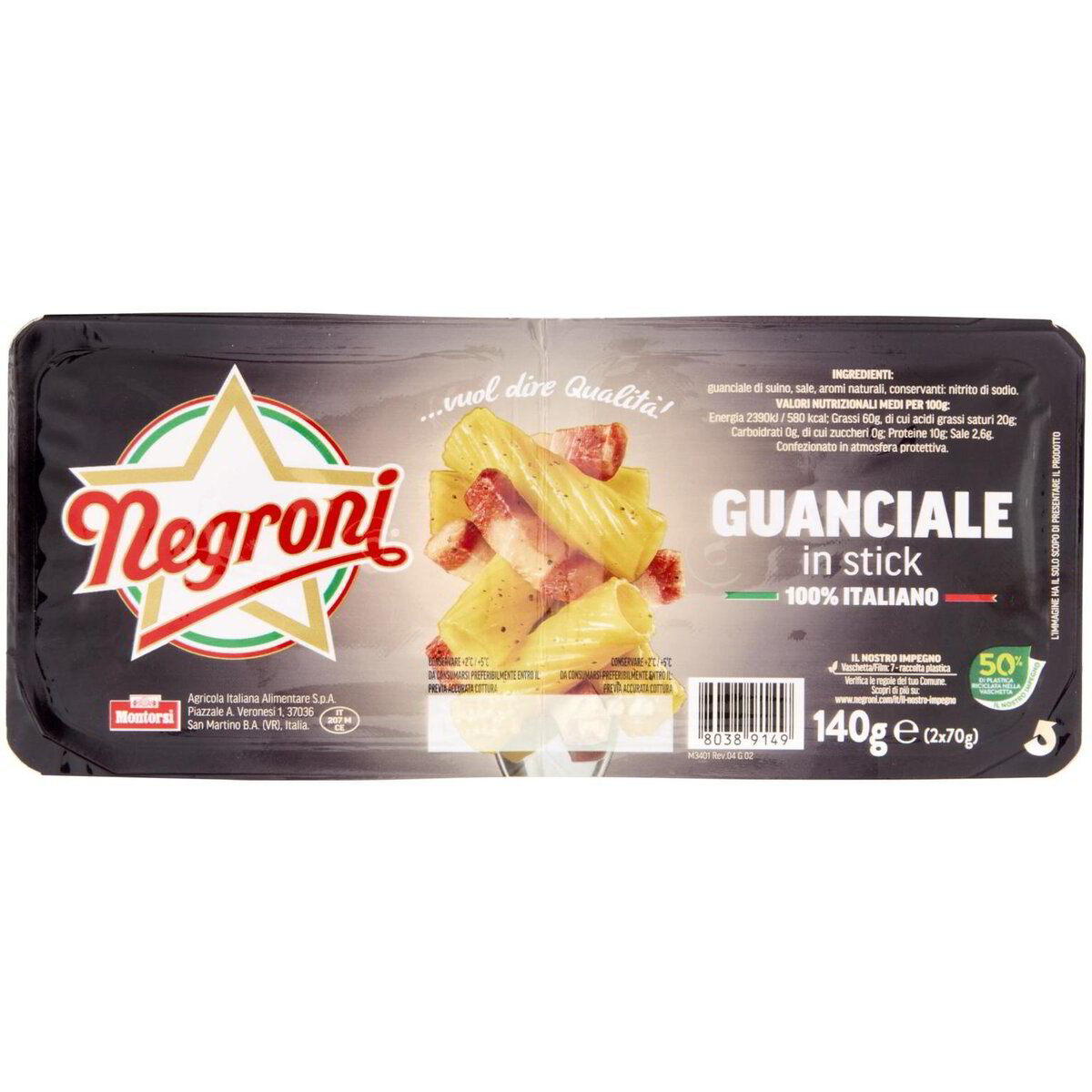 Negroni Guanciale in stick 2 x 70 g Negroni | IperDrive