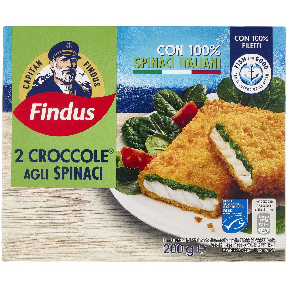 Capitan Findus 2 Croccole agli Spinaci con 100% Filetti di Merluzzo 200 ...