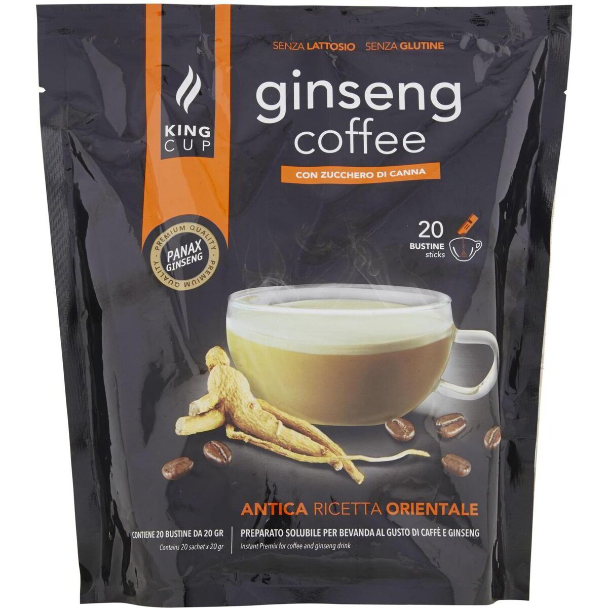 King Cup ginseng coffee con Zucchero di Canna 20 x 20 g King Cup ...