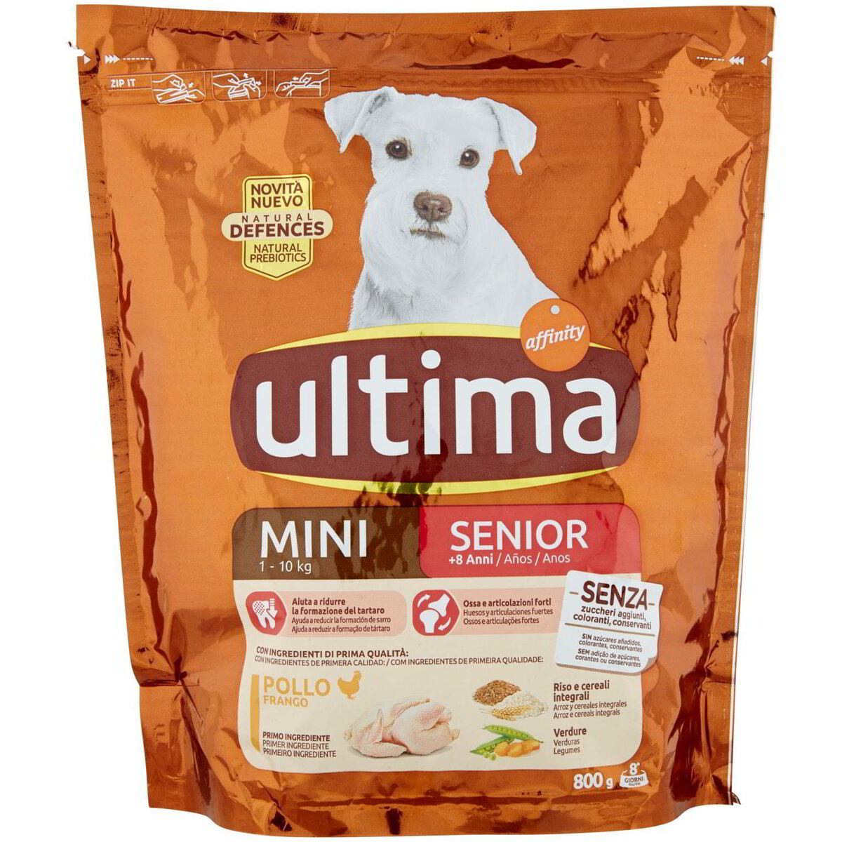 Ultima Dog Mini 1-10 kg Senior +8 Anni Pollo 800 g ultima Peso netto ...