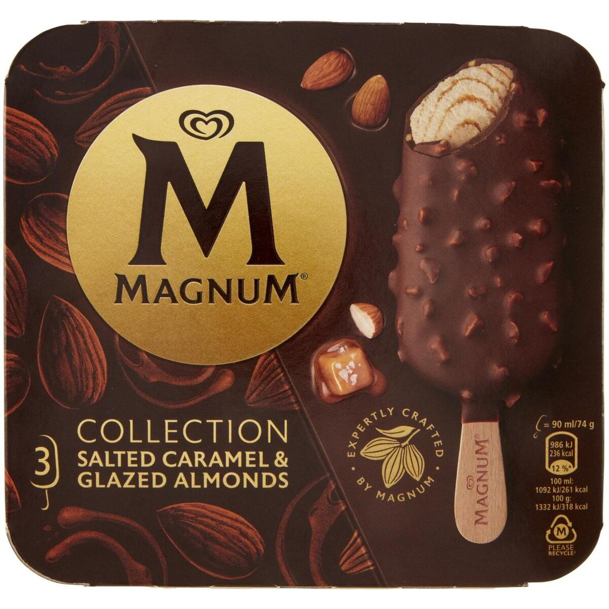 Magnum Collection Salted Caramel & Glazed Almonds 3 Gelati 222 g Magnum ...