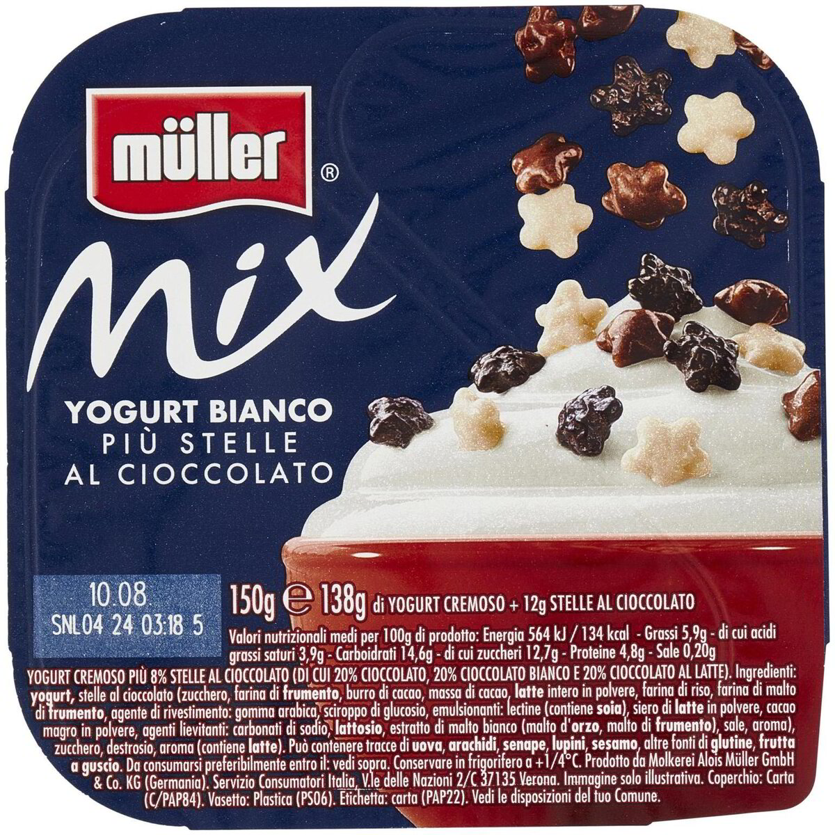 müller Mix Yogurt Bianco Più Stelle al Cioccolato 150 g müller Mix ...