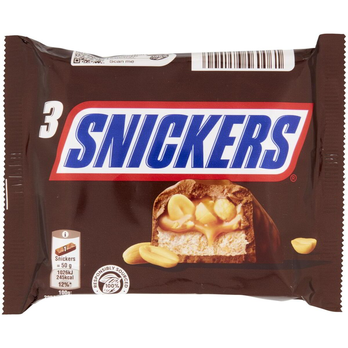 Snickers Snack al cioccolato, caramello e arachidi tostate, 3 Barrette x 50g Snickers | IperDrive