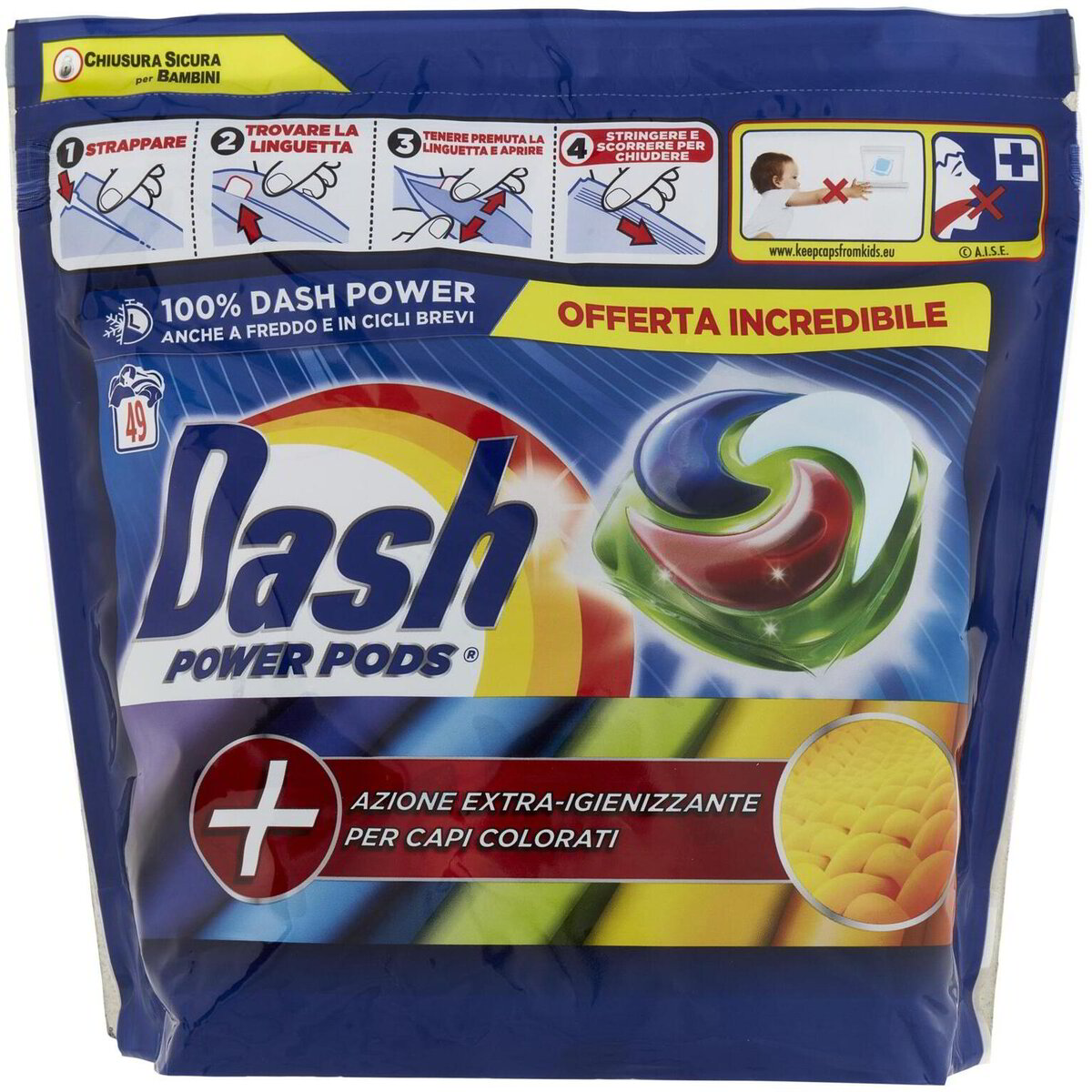 Dash Power Pods Detersivo Lavatrice Capsule, Azione Extra-Igienizzante ...