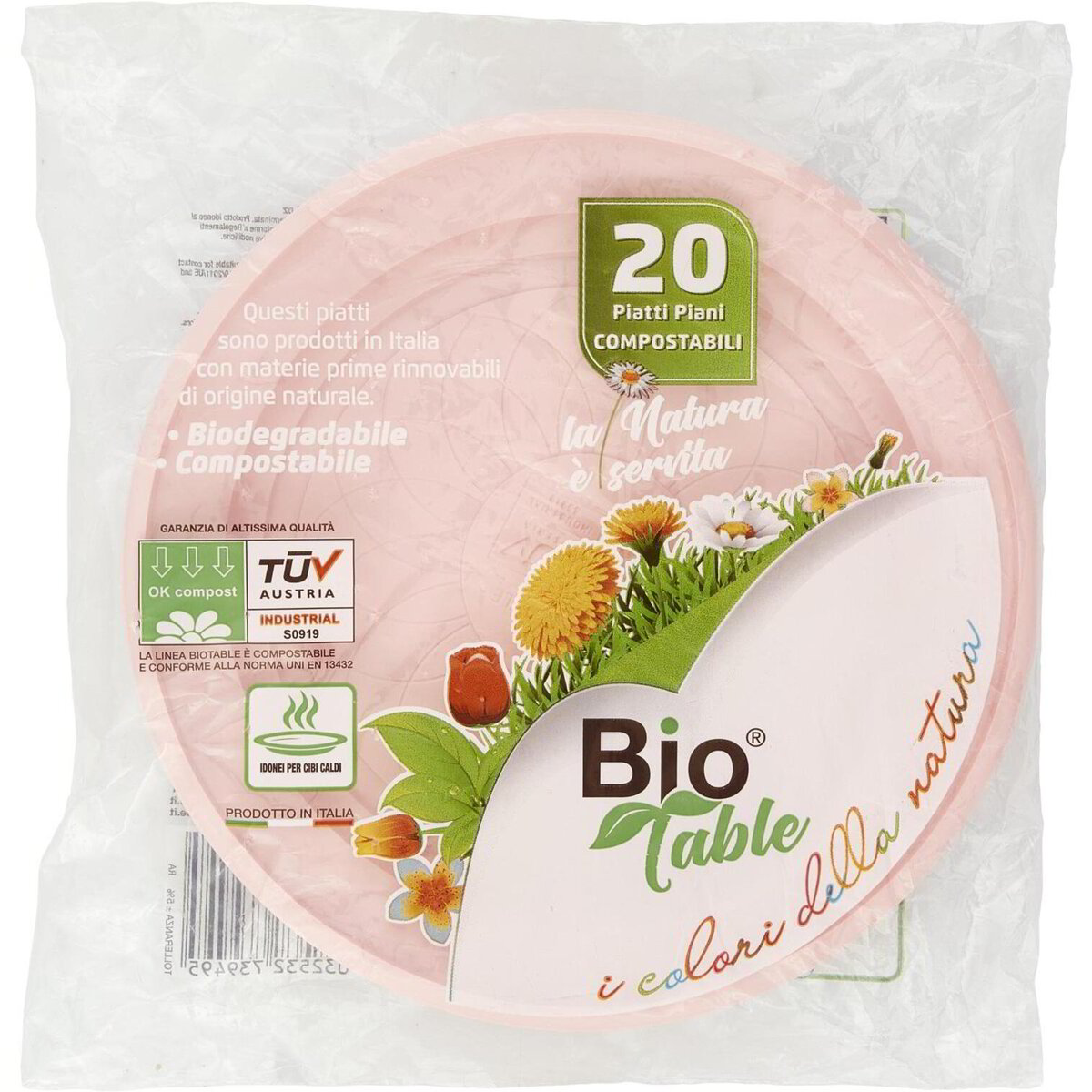 Bio Table I colori della natura Piatti Piani Compostabili Rosa 20 pz ...