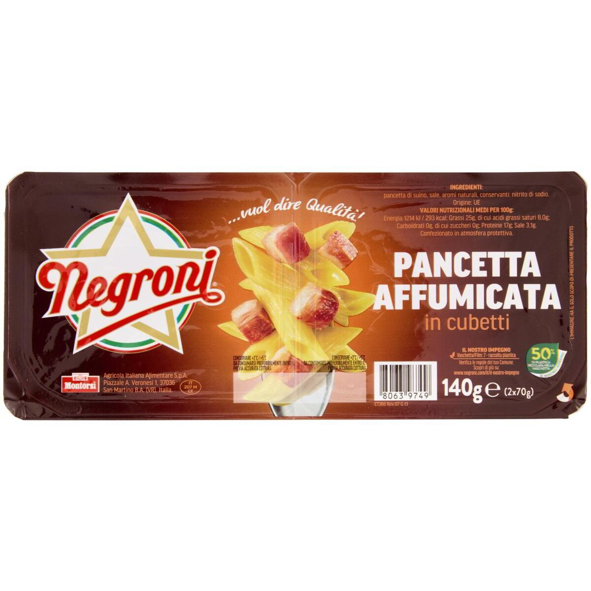 Negroni Pancetta Affumicata in cubetti 2 x 70 g Negroni | IperDrive