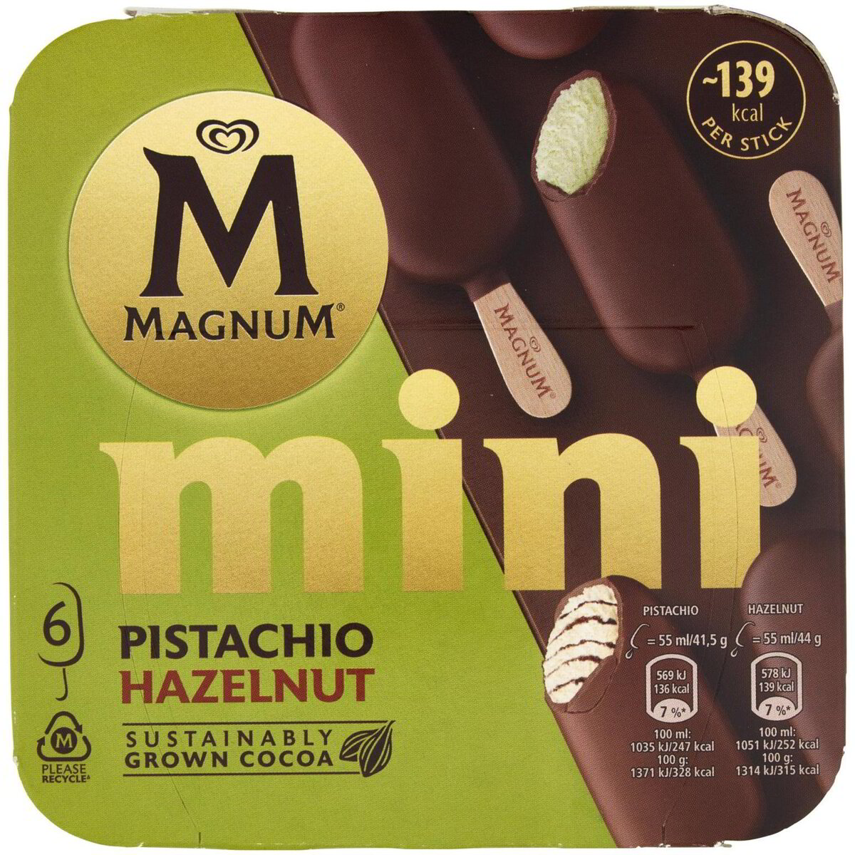 Magnum mini Pistacchio Hazelnut 6 Gelati 256,5 g ALGIDA MAGNUM | IperDrive
