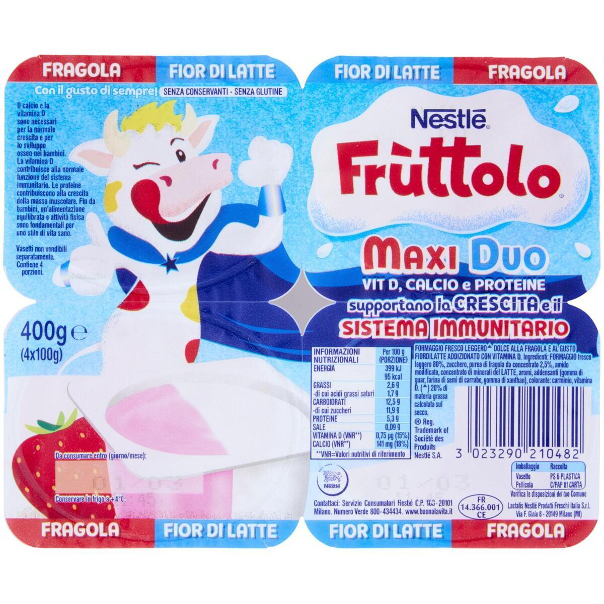 NESTLÉ FRUTTOLO Maxi Duo Fragola - Fior di Latte 4 x 100 g FRUTTOLO ...
