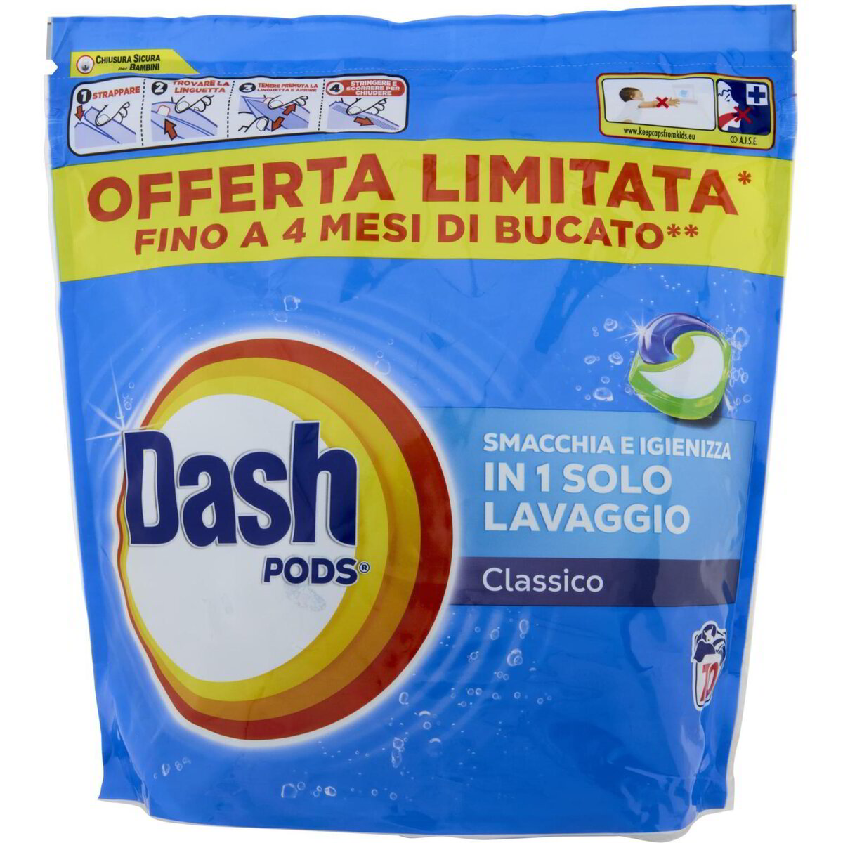 Dash Pods Detersivo Lavatrice In Capsule, Classico, 70 Lavaggi 1267 g ...