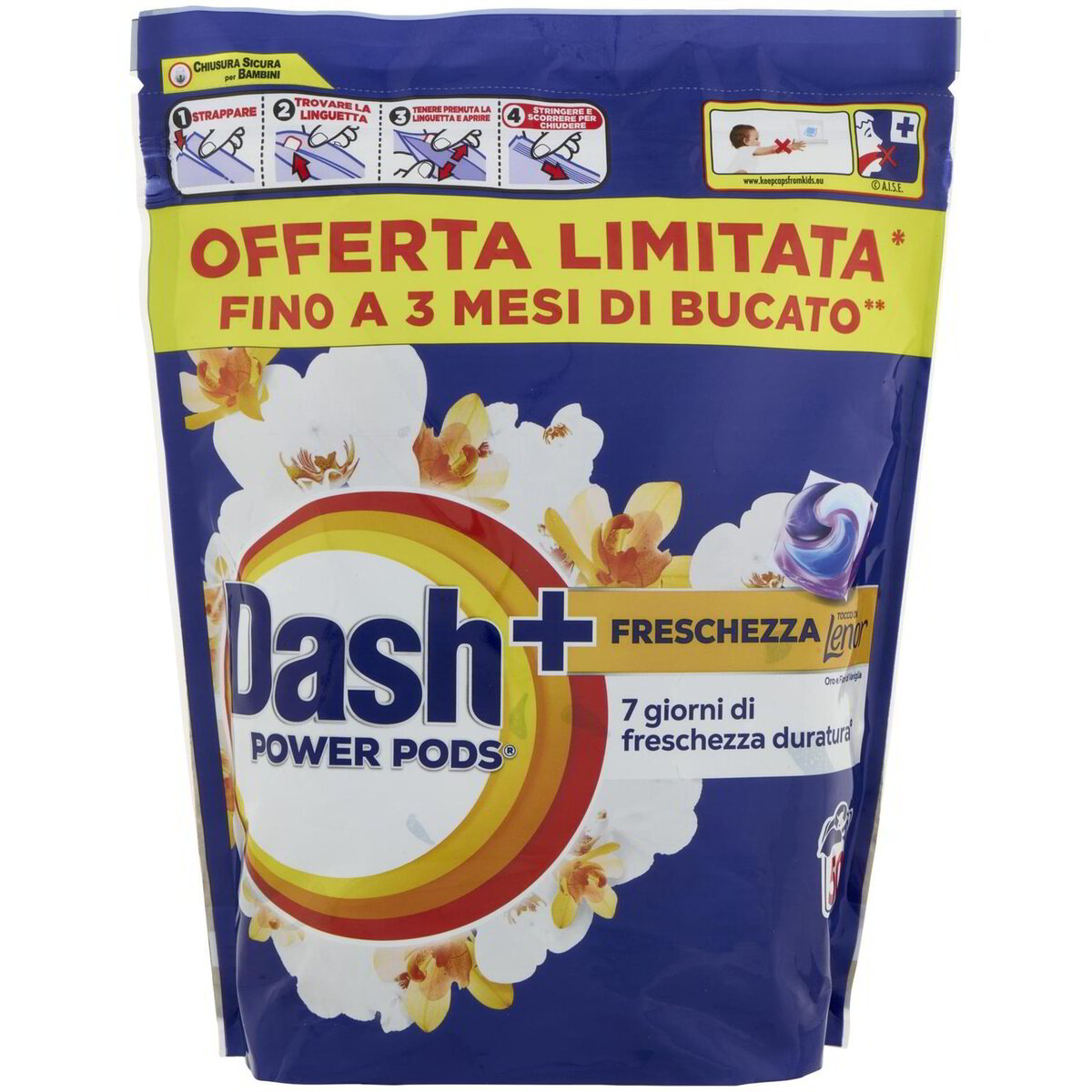Dash Power Pods Detersivo Lavatrice Capsule + Tocco Lenor Oro e Fiori ...