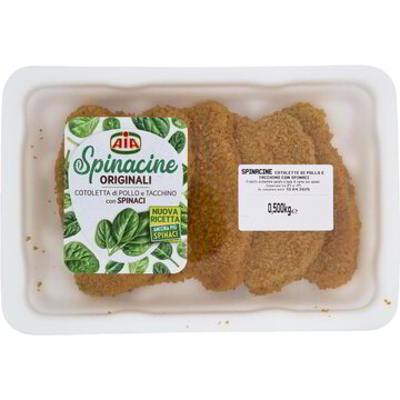 Aia Spinacine Originali Cotoletta di Pollo e Tacchino con Spinaci 0,500 ...