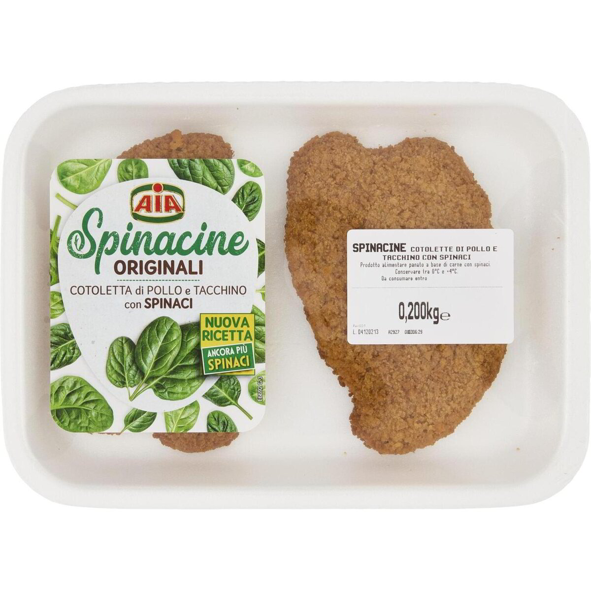Aia Spinacine Originali Cotoletta di Pollo e Tacchino con Spinaci 0,200 ...