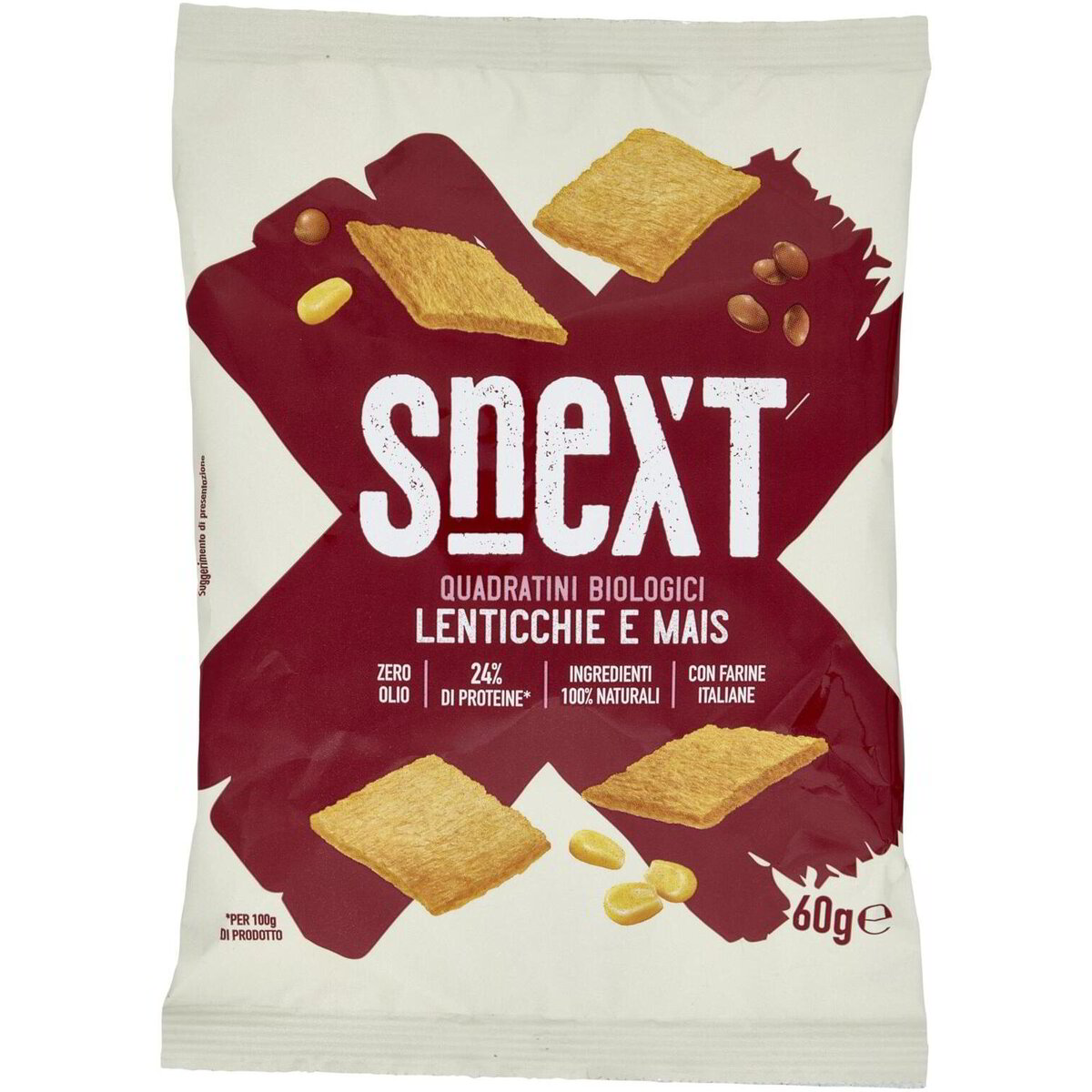 Snext Quadratini Biologici Lenticchie e Mais 60 g Snext | IperDrive