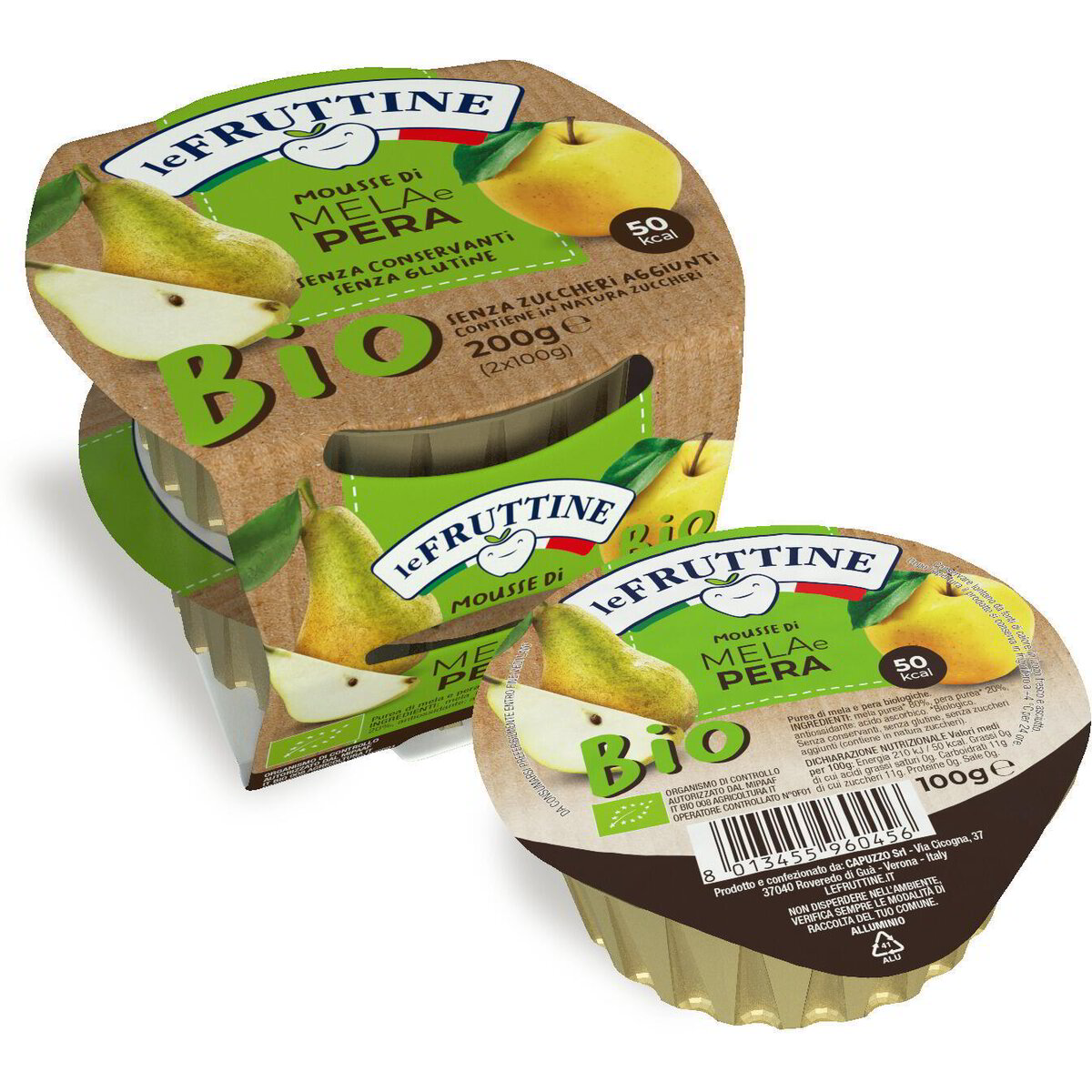 Mousse di mela e pera BIO 2 X 100 g senza zuccheri e conservanti ...