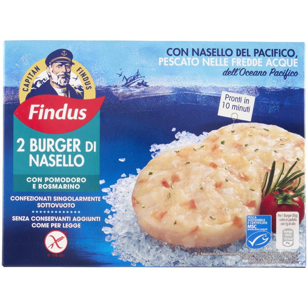 Capitan Findus 2 Burger di Nasello con pomodoro e rosmarino 170 g ...