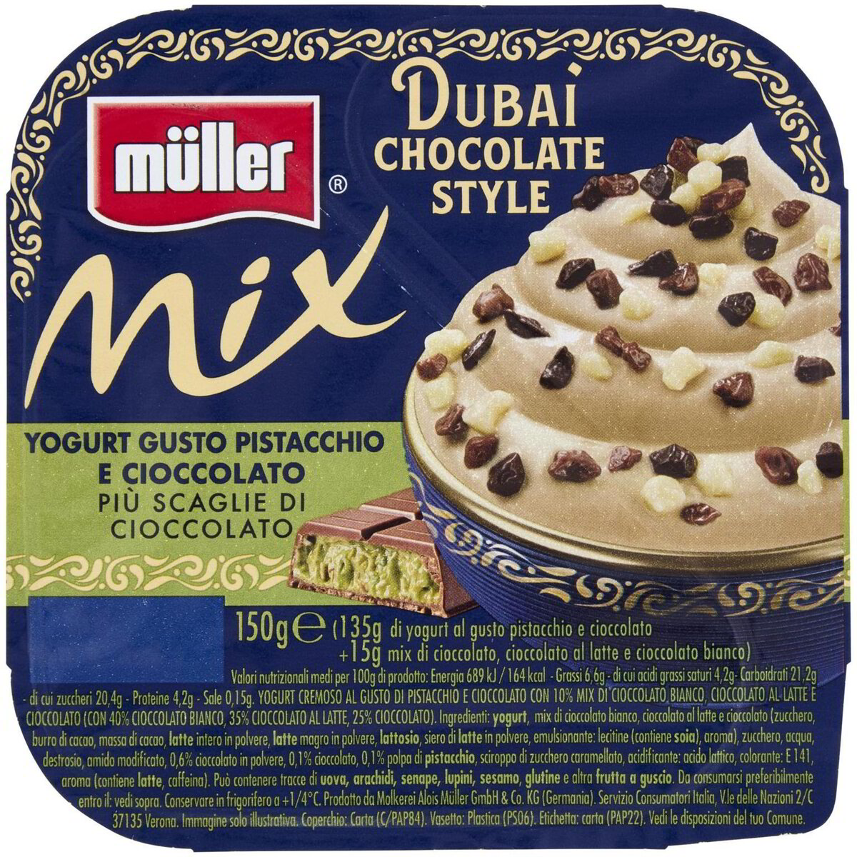 müller Mix Dubai Chocolate Style Yogurt Gusto Pistacchio e Cioccolato ...