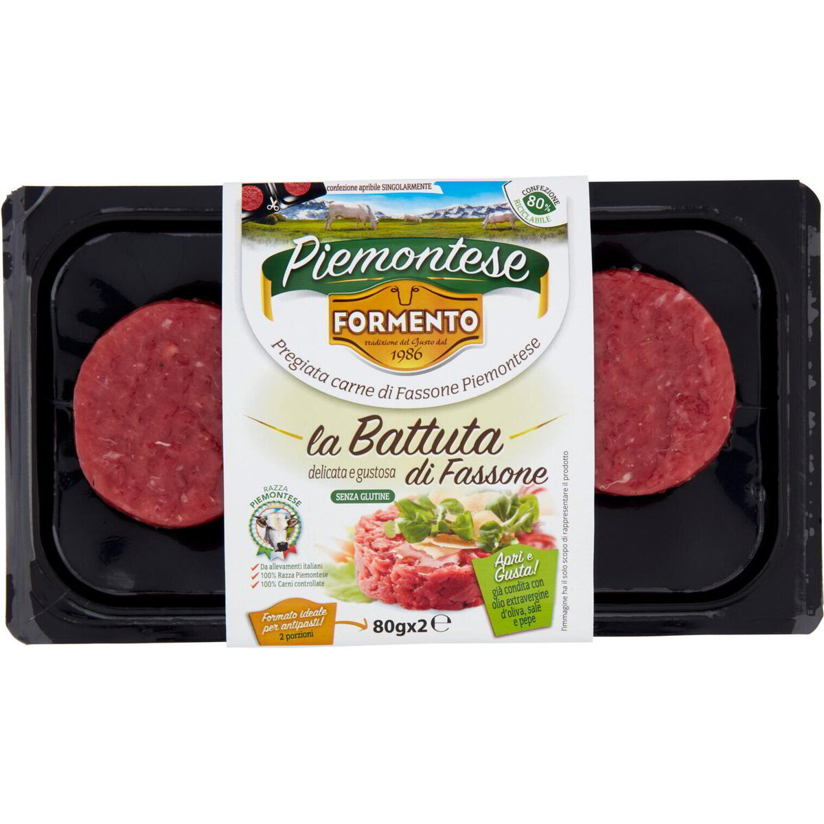 Formento Piemontese la Battuta di Fassona 2 x 80 g Formento | IperDrive
