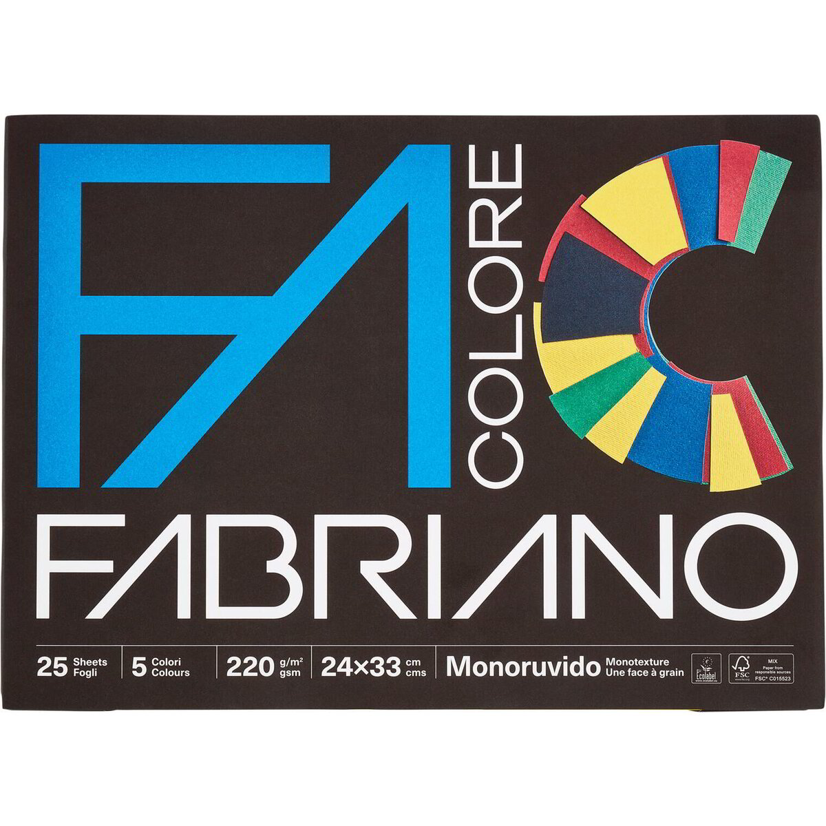 Fabriano Colore 220 g/m² 24x33 cm Monoruvido 5 Colori 25 Fogli Fabriano ...
